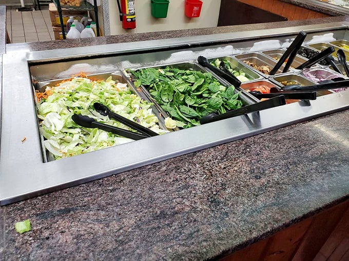 Crisp lettuce, vibrant spinach, and all the fixings &ndash; this salad bar is the opening act that somehow manages to steal part of the show.