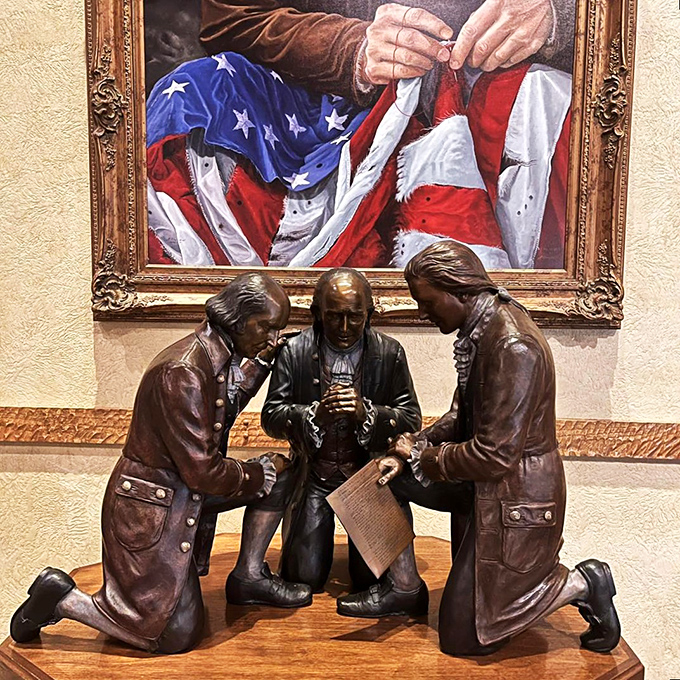 A quiet corner showcases American craftsmanship and patriotism&mdash;a reminder that rural Arkansas honors its heritage while welcoming visitors with open arms.