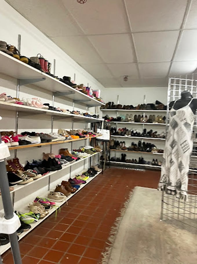 The shoe section: where Cinderella stories begin daily and forgotten footwear gets its second chance at dance floor glory.