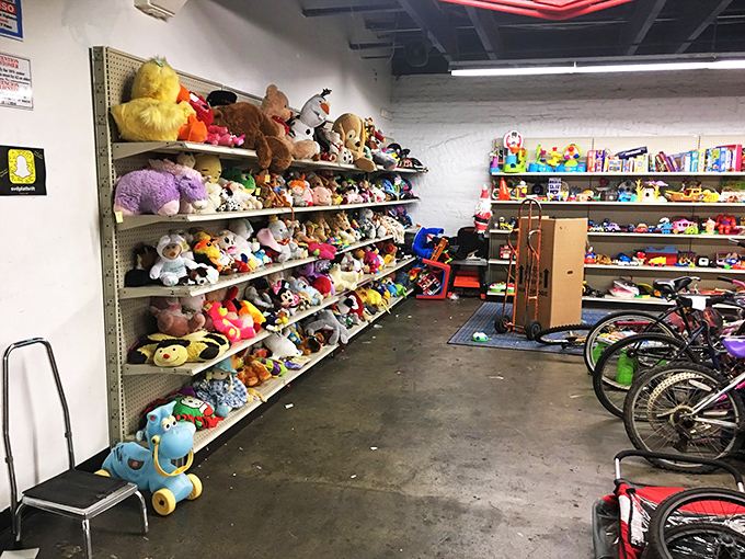 A plush menagerie awaits new homes, from classic teddy bears to forgotten cartoon characters&mdash;each stuffed animal silently promising to be someone's next nostalgic companion.