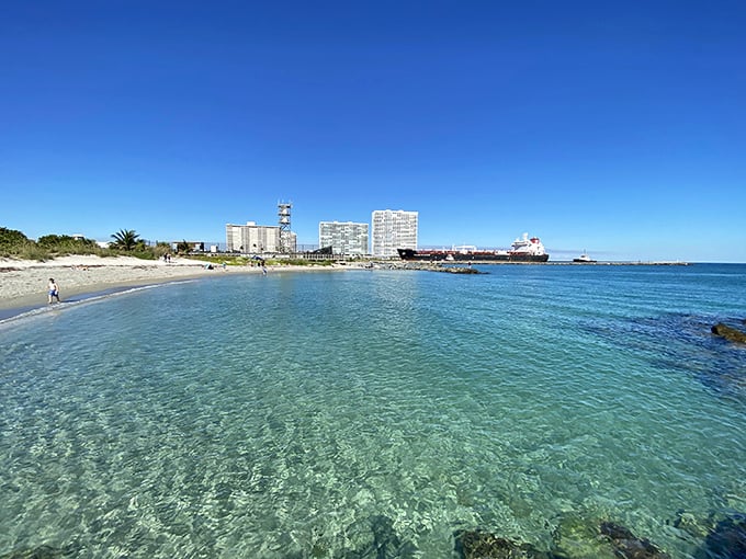 That impossible blue gradient where sky meets ocean. Crystal clear waters invite you to dive in while Fort Lauderdale's skyline plays supporting actor in the distance.