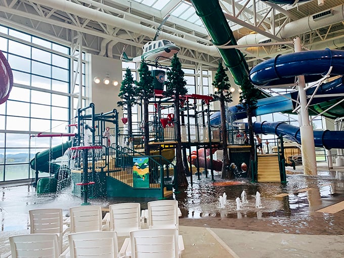 Not your average treehouse! This multi-level splash zone brings the Pacific Northwest indoors, complete with evergreens that never need watering.