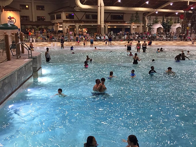 Nature's ocean rhythm, meticulously recreated indoors. The wave pool's gentle swells transform ordinary Tuesday afternoons into mini-vacations for swimmers of all ages.