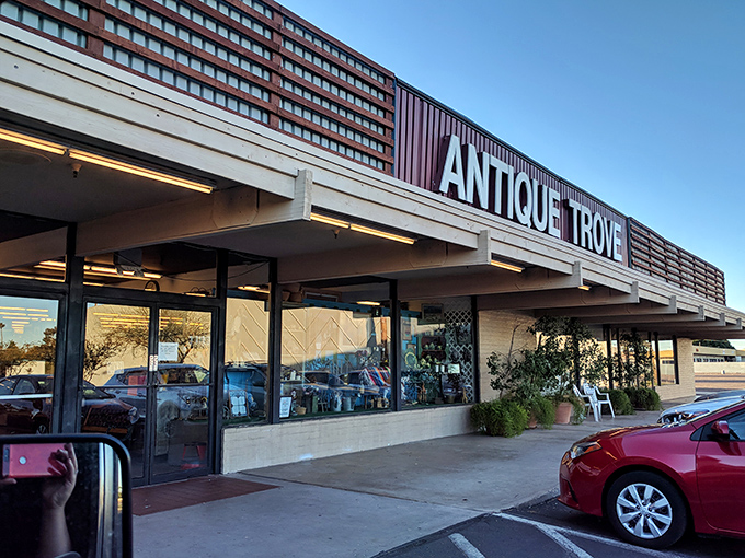 Antique Trove's retro signage beckons like an old friend with stories to tell. No Instagram filter needed for this authentic vintage experience.