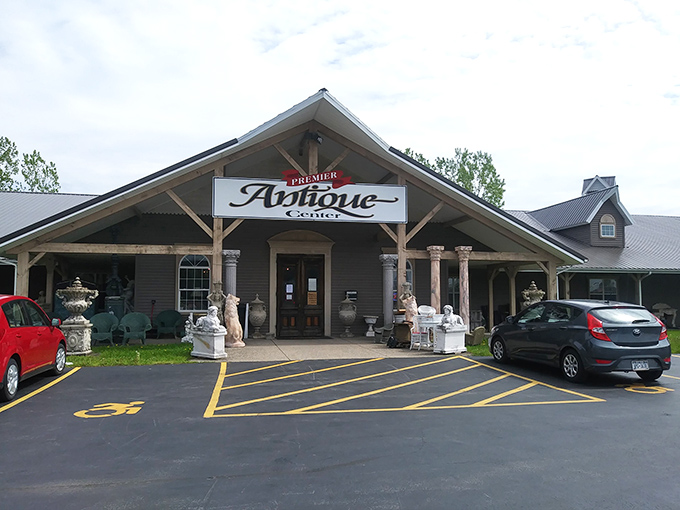 Antique World & Flea Market (Clarence): Grand entrance, grander treasures inside! Those stone guardians have watched generations of collectors pass with bulging shopping bags.