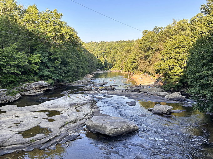 Audra's rocky riverbed creates nature's own water park. Who needs chlorine when you've got this crystal-clear playground?