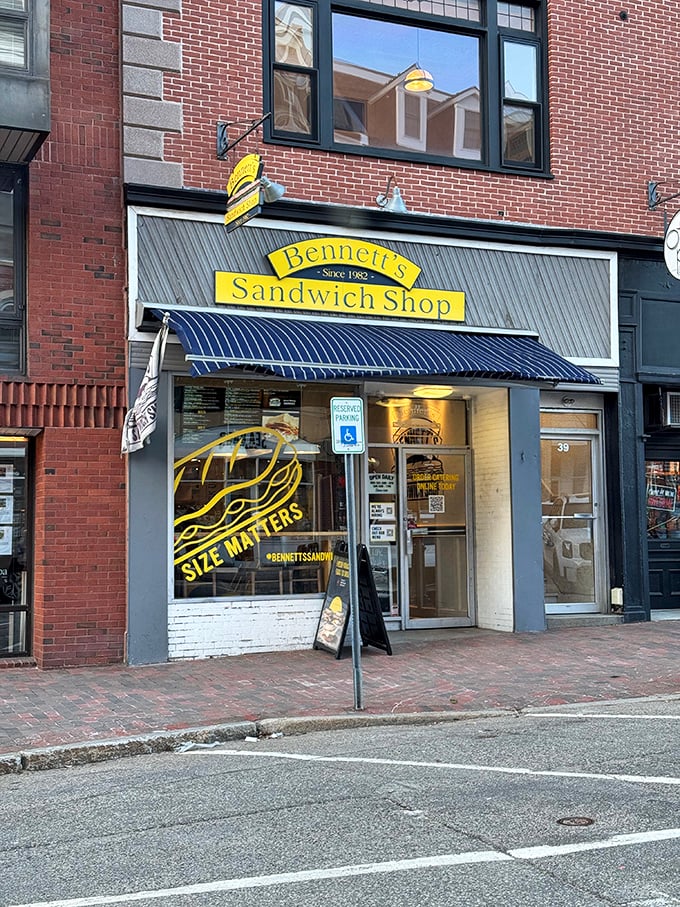 Bennett's bright yellow sign is like a lighthouse, guiding hungry souls to sandwich salvation in downtown Portsmouth.