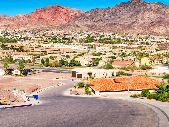 Boulder City sprawls beneath rust-colored mountains, a pastel-hued oasis that said "no thanks" to Nevada's gambling culture.