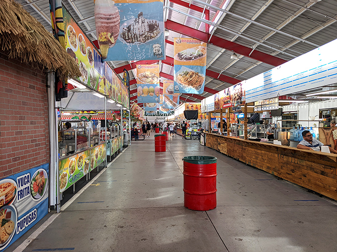 Broadacres' iconic red office stands like a command center for the bargain battlefield beyond.