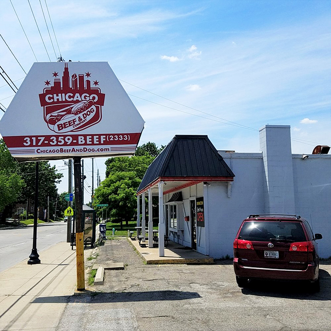 Chicago Beef and Dog Company's sign promises Windy City authenticity in the heart of Indianapolis. Spoiler alert: they deliver.