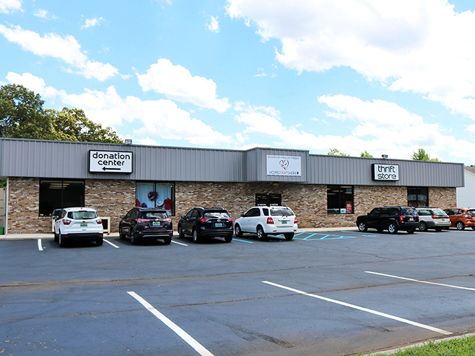 The understated entrance to Downtown Rescue Mission masks the wonderland within. Don't judge this thrift by its cover!