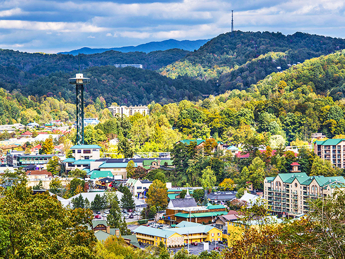 Gatlinburg nestled in the Smokies &ndash; Mother Nature showing off while humans build a playground at her feet.