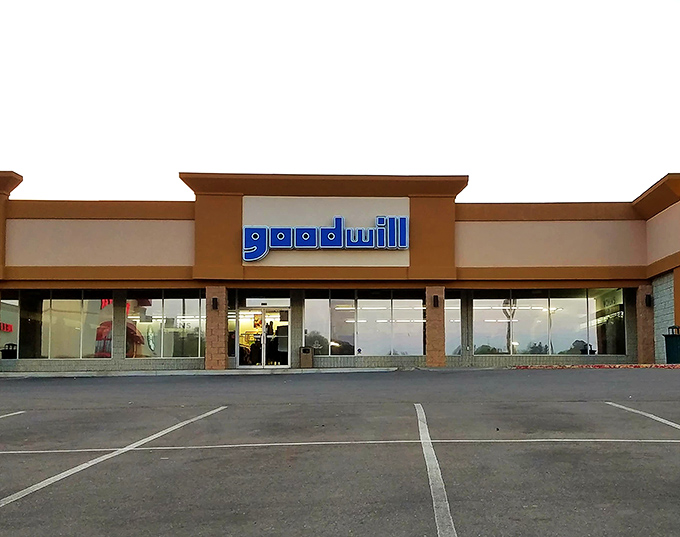 Goodwill's modern blue sign promises organized treasure hunting where your dollars do double duty&mdash;finding bargains while funding community programs.