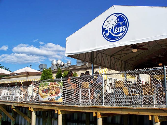 Klein's Fish Market: Where waterfront dining meets no-nonsense seafood. That deck practically whispers "order another round of oysters."