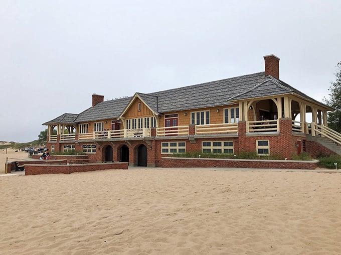 Beach house elegance from a bygone era. Ludington's historic pavilion stands ready to welcome another generation of sandy footprints.