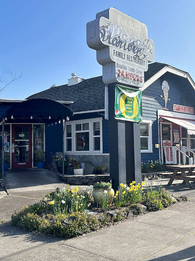 Mandy's blue exterior stands like a culinary lighthouse &ndash; guiding hungry travelers to breakfast paradise since before avocado toast was cool.