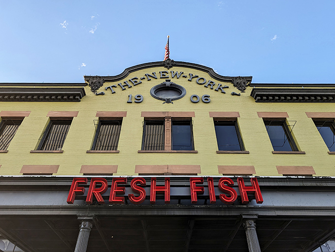 Market Street Grill's iconic neon signage beckons like a lighthouse for the seafood-starved, promising oysters that would make a mermaid jealous.