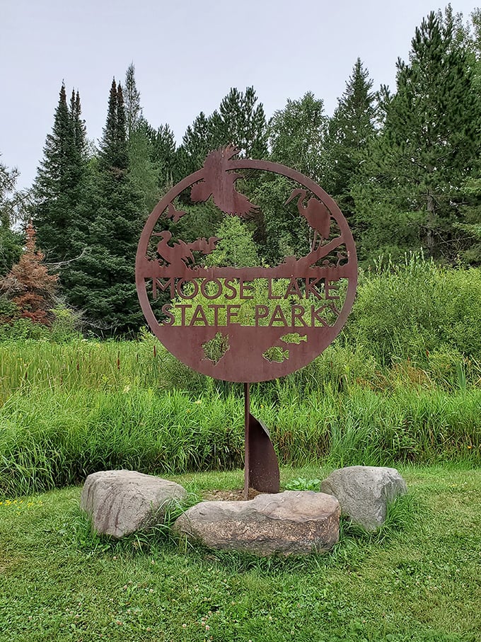 Moose Lake's artistic entrance sign welcomes adventurers – proof that Minnesotans know how to make a first impression.