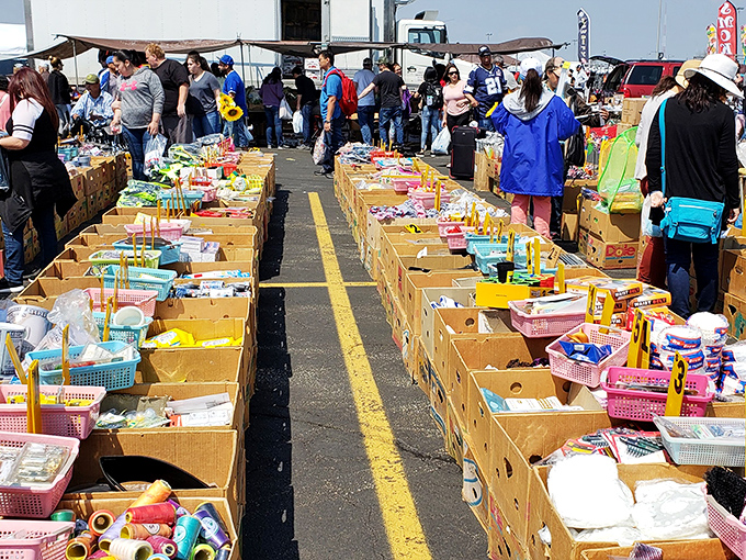 Boxes of possibilities line the aisles at New Meadowlands Market &ndash; each one a potential "Antiques Roadshow" moment waiting to happen.