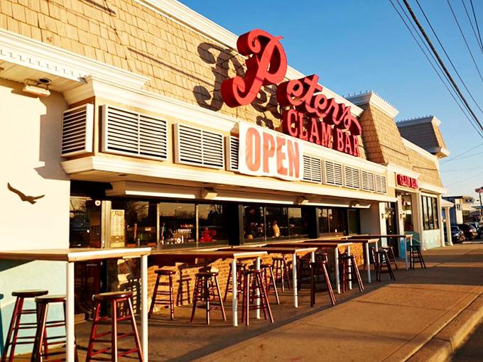 Johnny's blue-and-white facade gleams under perfect skies &ndash; the kind of place where calories don't count and seafood dreams come true.