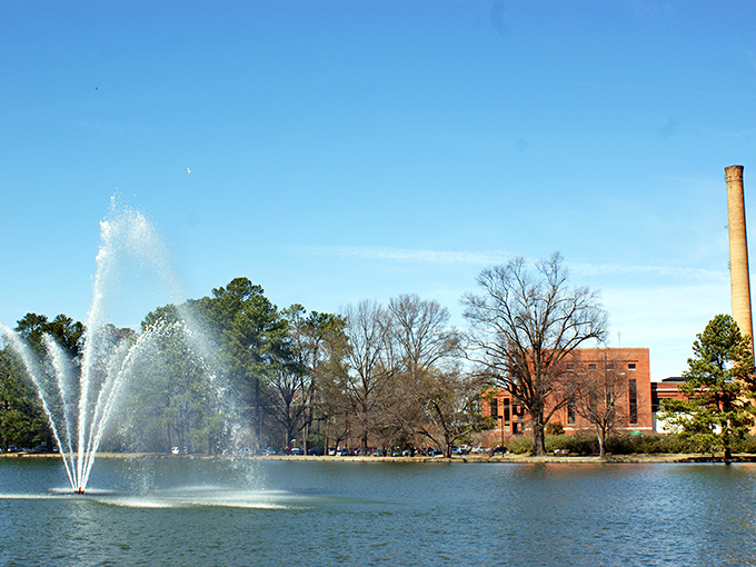 Rocky Mount's beautiful fountain creates a peaceful oasis in this affordable community where retirees find financial breathing room.