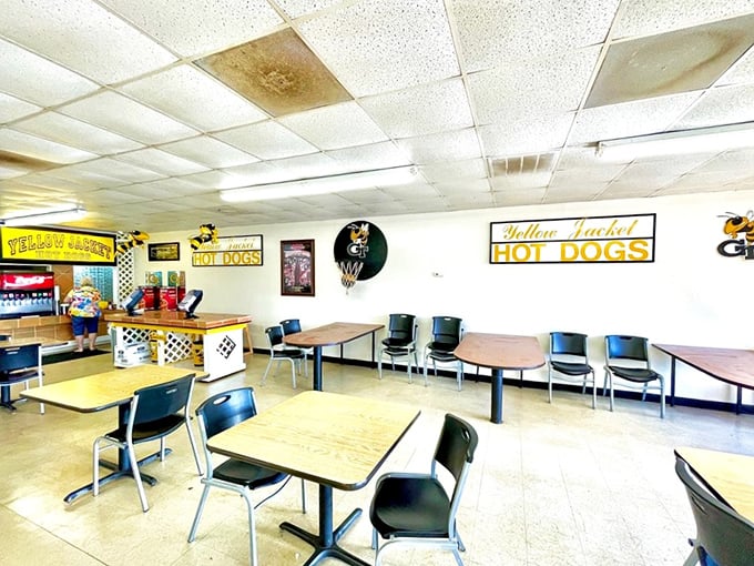 Yellow Jacket's no-frills interior brings back school cafeteria memories, but these hot dogs would've made detention worth it.