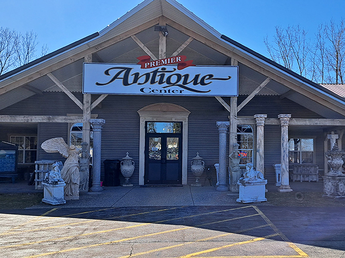 Antique World & Flea Market (Clarence): Angel statues keeping watch over vintage dreams. This place isn't just shopping&mdash;it's time travel with a receipt.