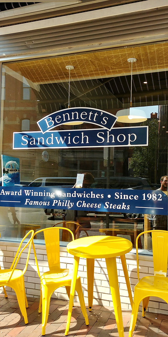 Behind that blue awning lies a cheesesteak that would make Philadelphia nervously check its rearview mirror.