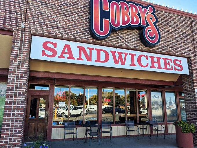 The outdoor seating at Cobby's invites you to enjoy your sandwich masterpiece with a side of fresh Idaho air.