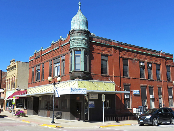 These brick buildings have weathered a century of Iowa seasons. Affordable small-town living with character you can't build new.
