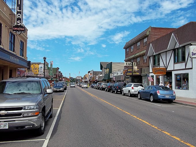 The classic American main street in Eagle River proves you don't need to be a millionaire to enjoy postcard-perfect Northwoods living.