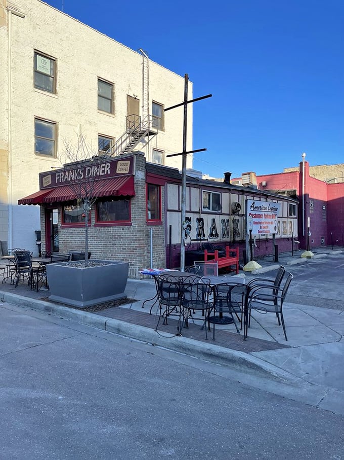 Frank's Diner looks like it rolled right out of the 1950s and parked permanently in the heart of Kenosha. 