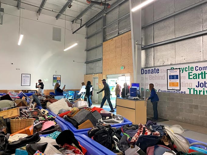 Blue bins of potential treasures stretch across the Goodwill Outlet &ndash; where patience and quick hands are rewarded with incredible finds.