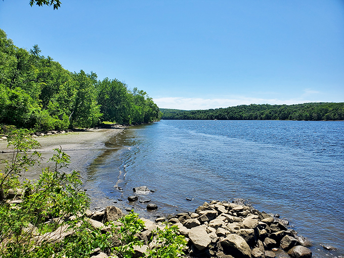 The view that makes you whisper instead of talk&mdash;Hurd State Park's pristine waters reflecting a perfect Connecticut sky.