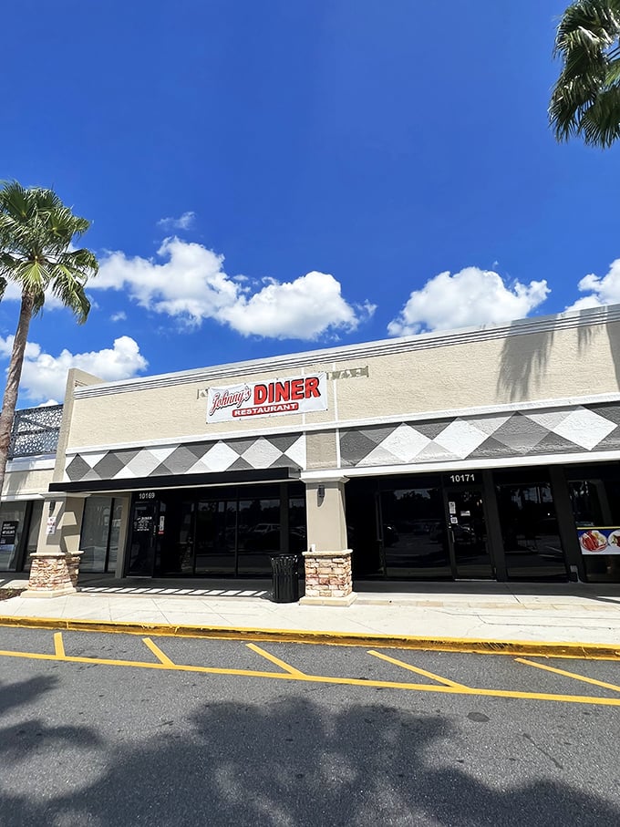 Under the Florida sun, Johnny's crisp white exterior stands as a beacon of hope for the seriously breakfast-deprived.