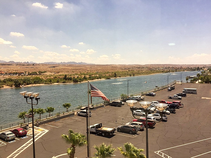The Colorado River glides past Laughlin like nature's own infinity pool – a waterfront lifestyle that doesn't require a hedge fund manager's salary.