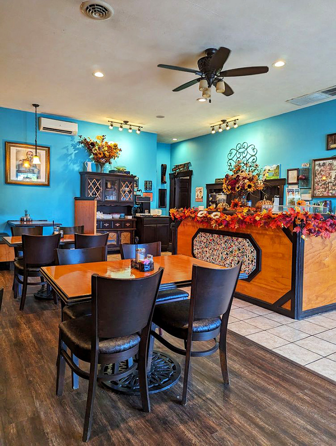 The vibrant blue walls inside Lightburn's create the perfect backdrop for comfort food that deserves its own Instagram account.