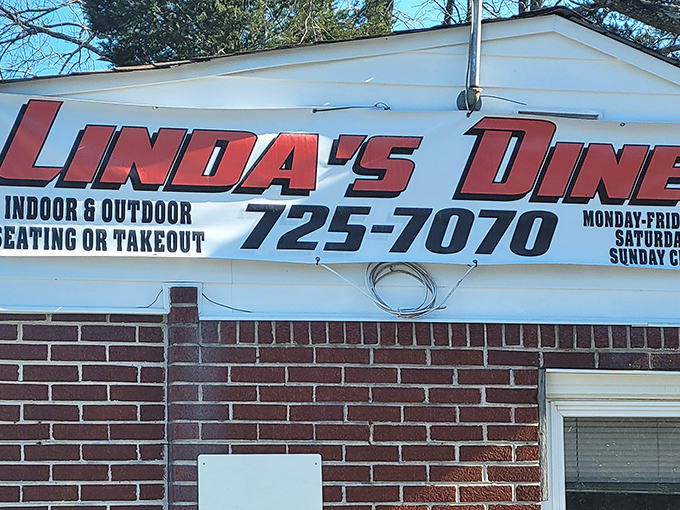 That classic diner sign promises comfort food paradise. Linda's may not look like much from the outside, but the burgers inside are worth writing home about.