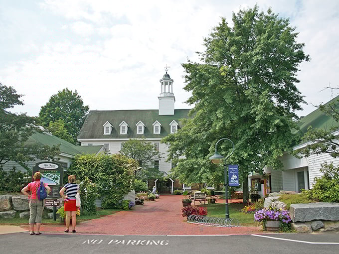 Church steeples and storefronts create Meredith's skyline &ndash; a place where "downtown traffic" means waiting for ducks to cross the road.