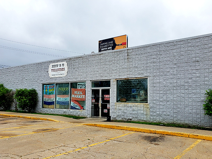 Window-shopping takes on new meaning at New 2 U Treasures, where those colorful banners promise collectibles, antiques, and the thrill of the hunt.