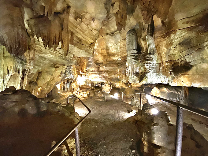 Underground limestone formations create nature's own cathedral, complete with columns that took 260 million years to perfect.