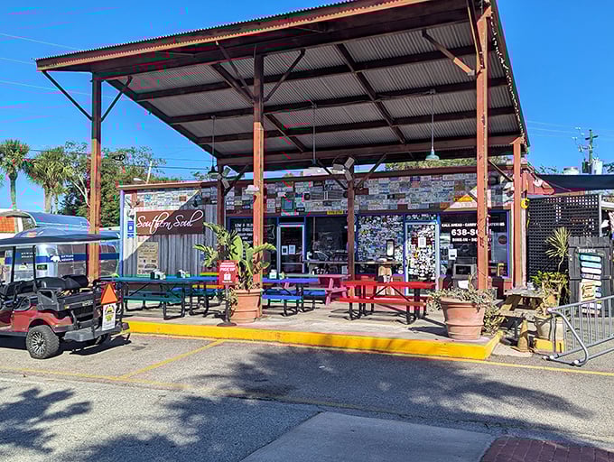 The wooden barrels outside Southern Soul aren't just decoration – they're a hint at the barrel-aged flavors waiting inside this island gem.