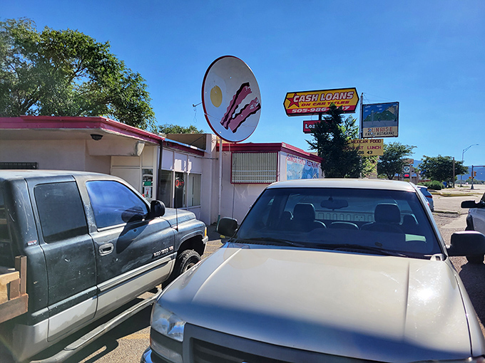 Where else can you find a restaurant bold enough to put its menu right on the roof? That's confidence in your scrambled eggs!