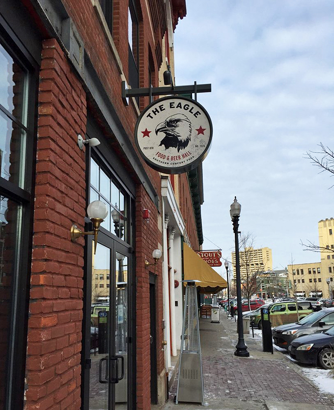 That circular sign promises delicious rebellion against diet plans. Some temptations are worth every calorie.