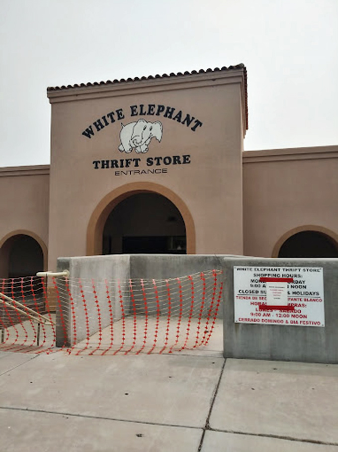 Even under renovation, this thrift store beckons. The orange fencing just adds to the treasure hunt excitement!