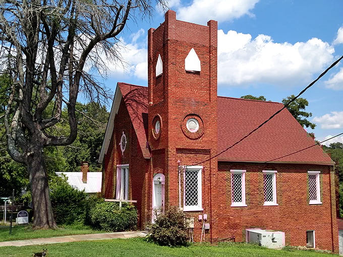 This brick church doesn't just occupy space&mdash;it claims it with architectural confidence that says "I'll still be standing when your grandkids are old."