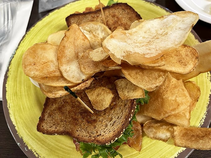 This sandwich isn't just stacked, it's architecturally sound&mdash;a masterpiece of crispy homemade chips that crackle with each bite.