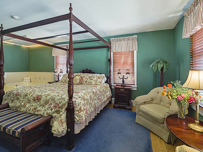 Four-poster bed dreams are made of this. The kind of room where you'll actually use that "Do Not Disturb" sign for its intended purpose.