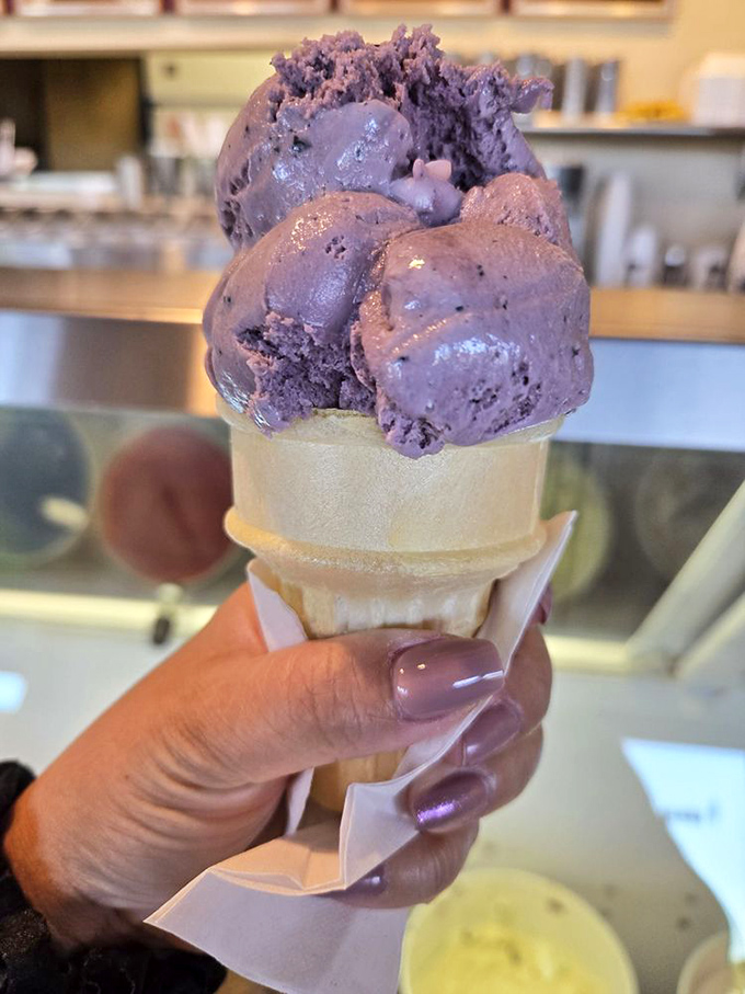 This purple masterpiece isn't just blueberry ice cream&mdash;it's summer fruit transformed into creamy, cold perfection. Resistance is futile, my friends.