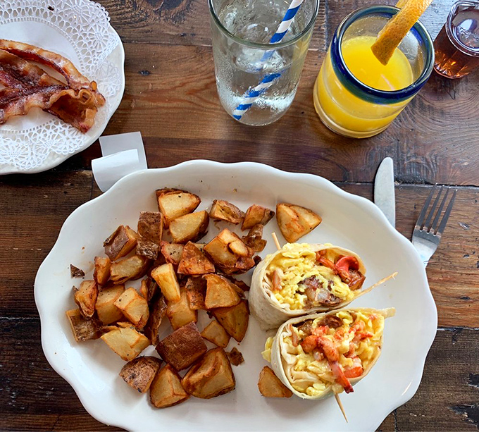 Breakfast wraps that could make a burrito jealous&mdash;crispy home fries and perfectly scrambled eggs with just enough bacon to make your cardiologist wince.